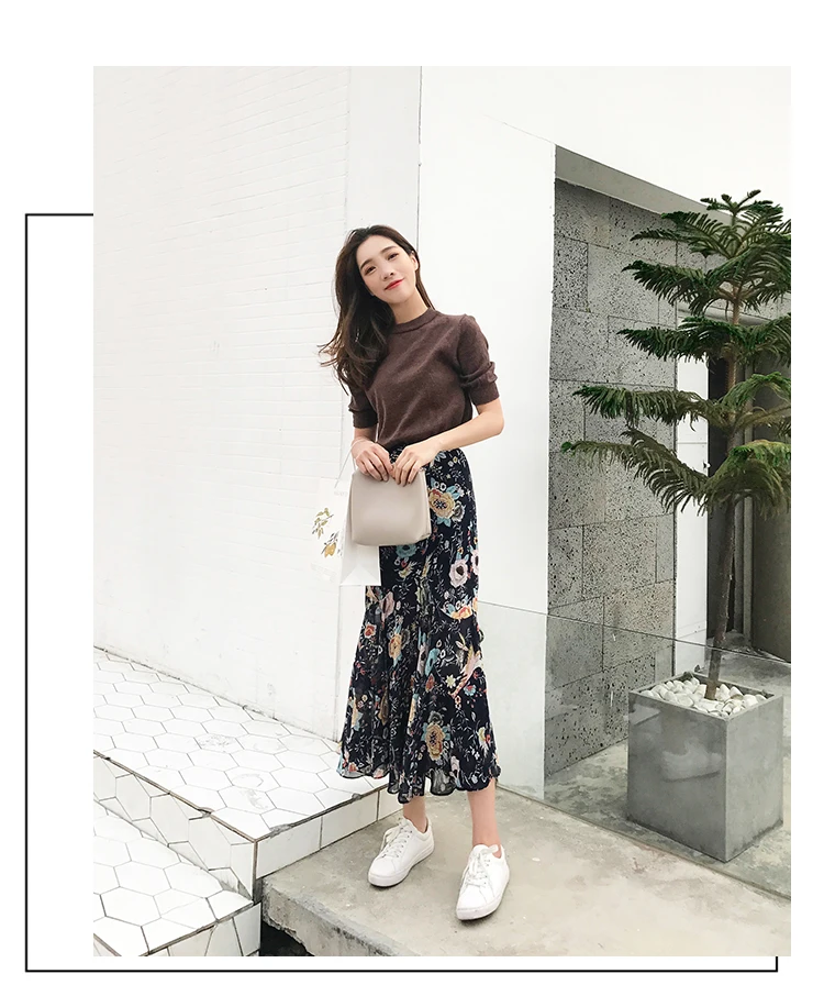 Винтажные женские юбки весна лето стиль корейский vestido длинный рыбий ...