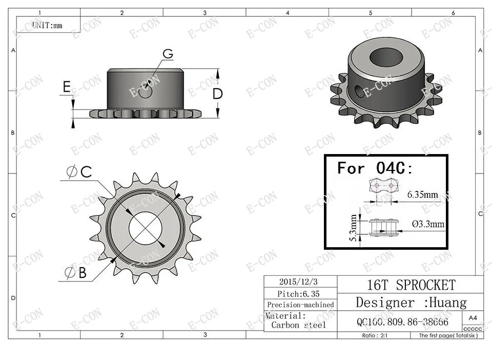 Chain Sprocket Cad Drawings