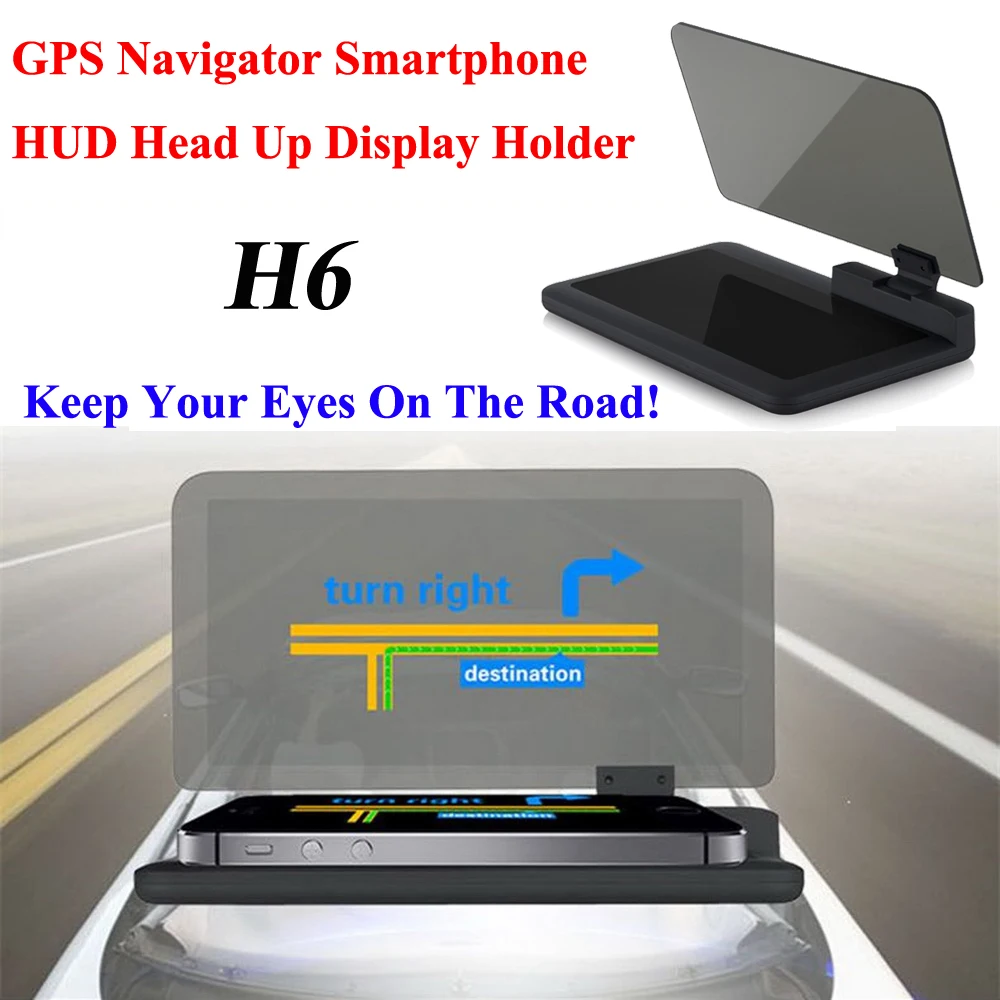 H6 Universal Car GPS Navigator Smartphone HUD Head Up Display Holder with Reflection Film Black ...