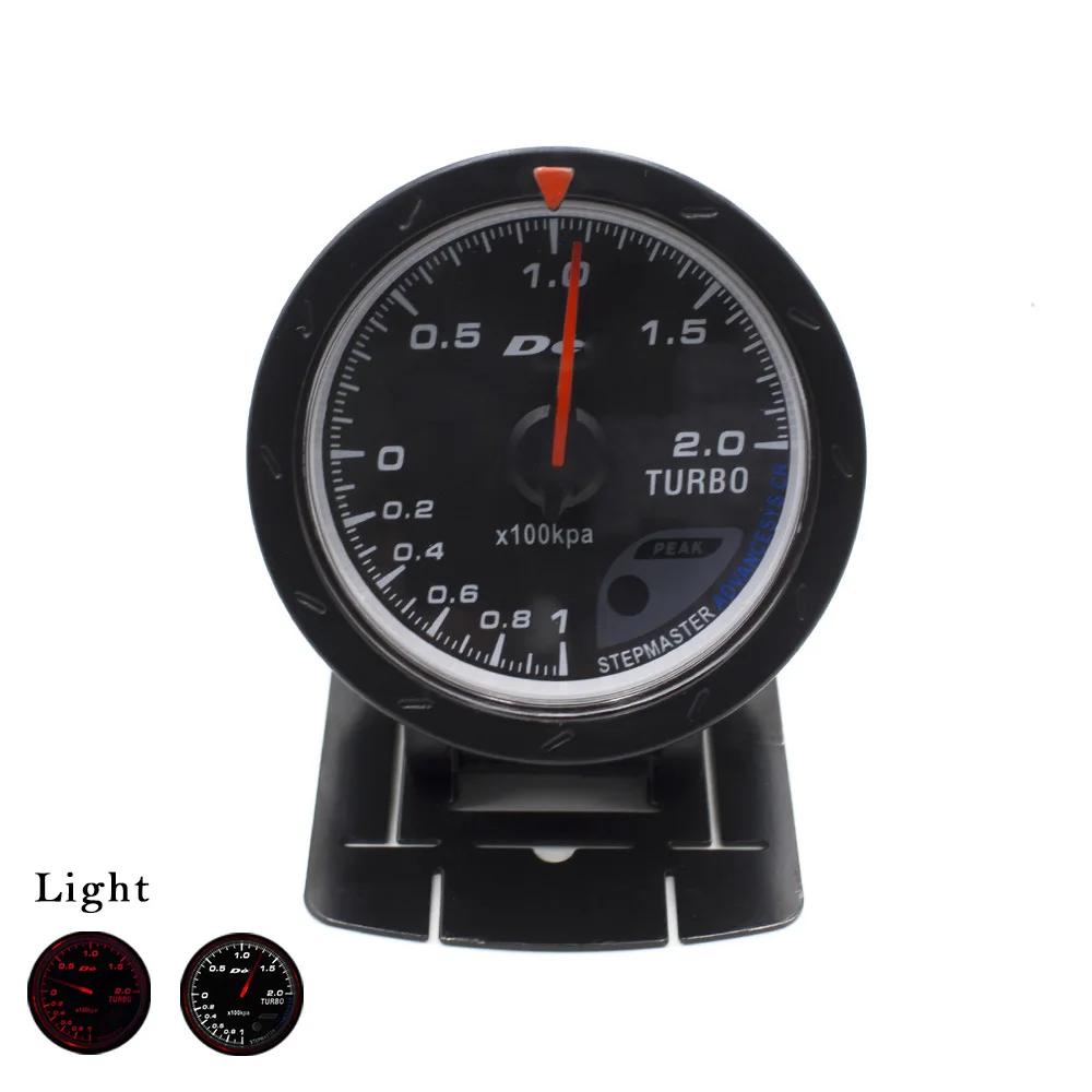 Free Shipping 60mm Turob Boost Gauge Black Face with White/Red Lighting ...