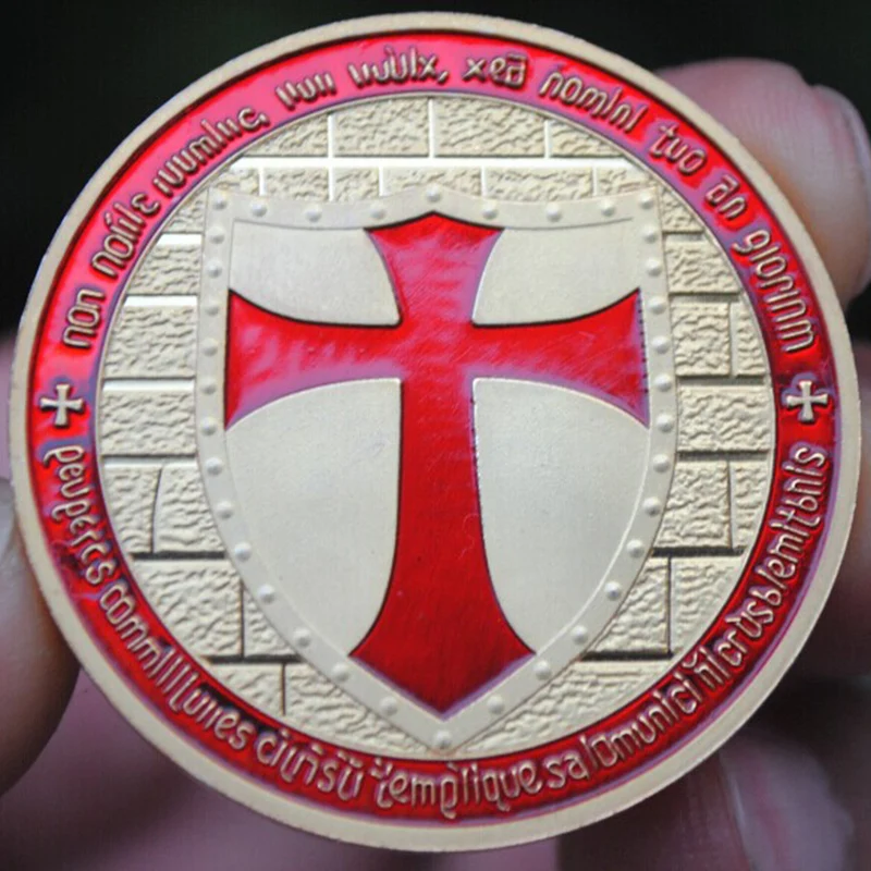 High Craft Red Knights Templar Crusaders Gold Medal Coin Commemorative ...