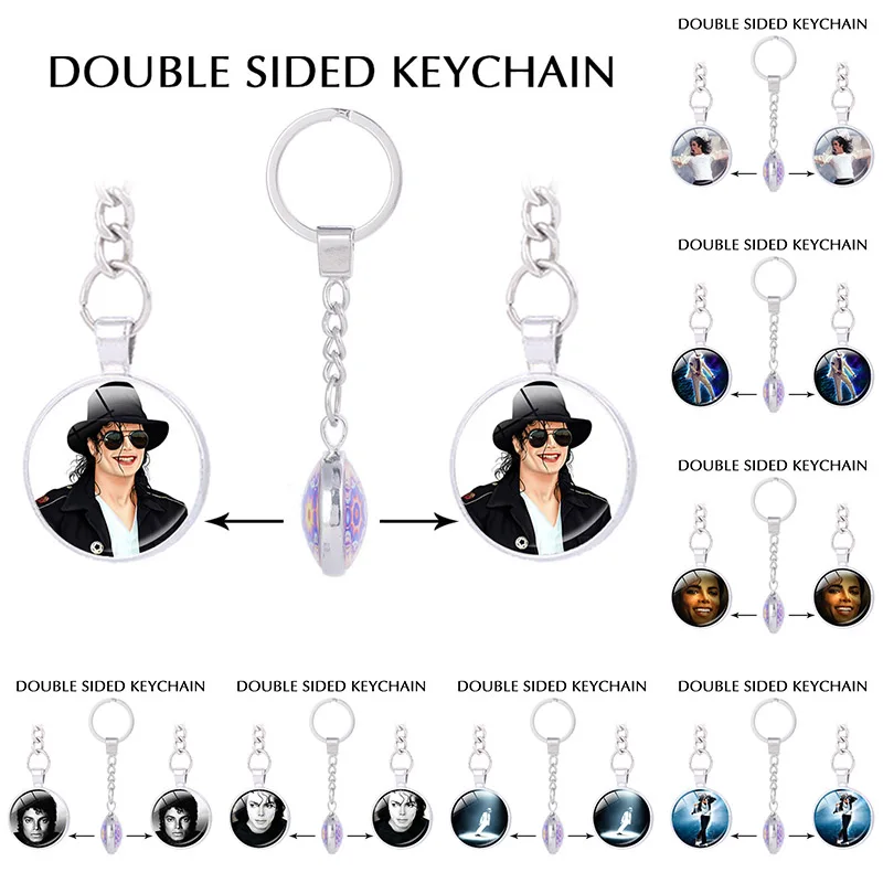 Michael Jackson Double sided Pendant Singer Pop Star keychain Michael ...