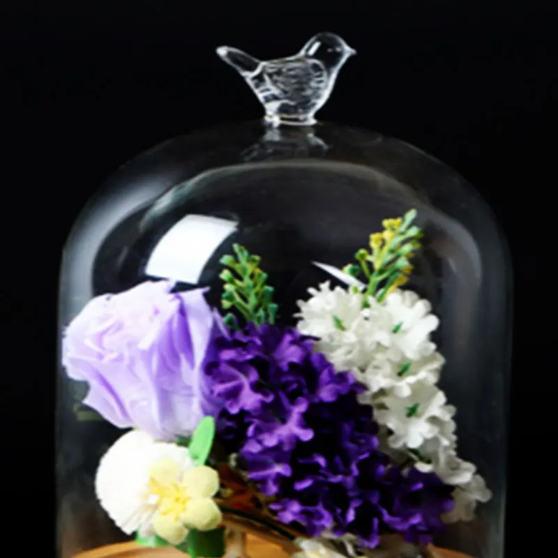 Bamboo base permanent flower glass cover Colorful flowers for Girl ...