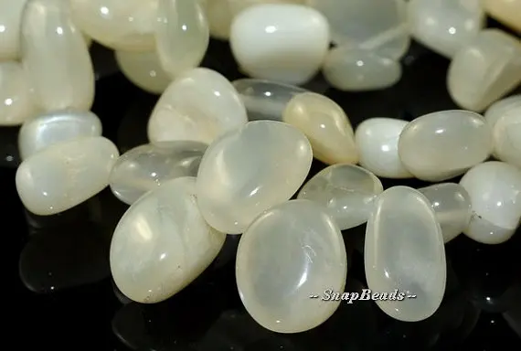Moonlight Aura Moonstone Gemstone, Milky White, Slice Pebble 12X10MM ...
