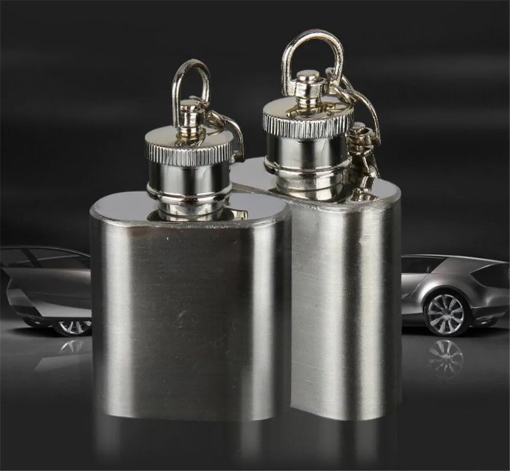 Portable 1 oz Mini Stainless Steel Hip Flask Alcohol Flagon with Key ...