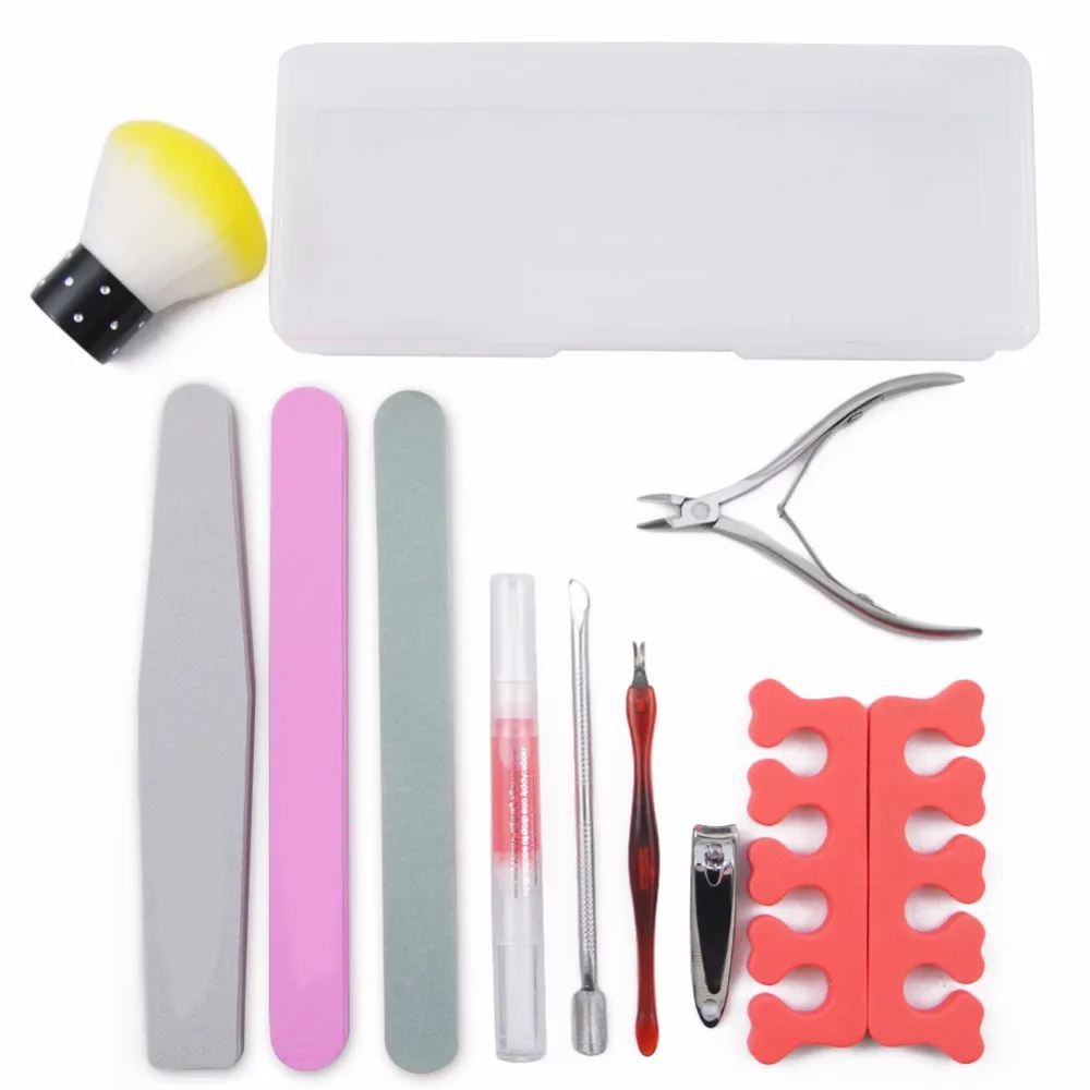 Coscelia 11 Pcs Sanding Files Buffer Block Nail Cuticle Oil Nail Art Manicure Tools Box Case Kit