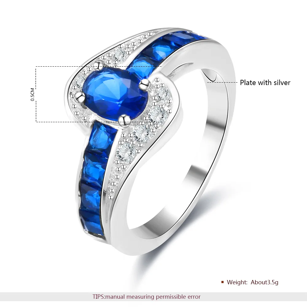 Hot Selling Blue Zircon Rings For Women Stainless Steel Ring Prismatic ...
