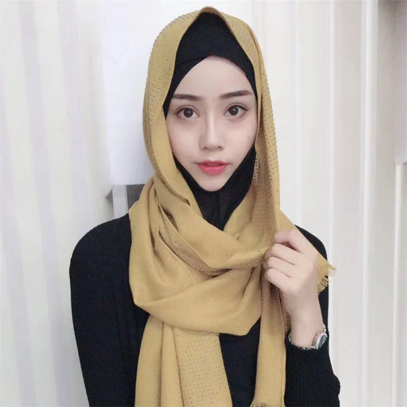 Indonesia Style Turban Scarf Chiffon Scarf Rhinestones Female - Women's ...