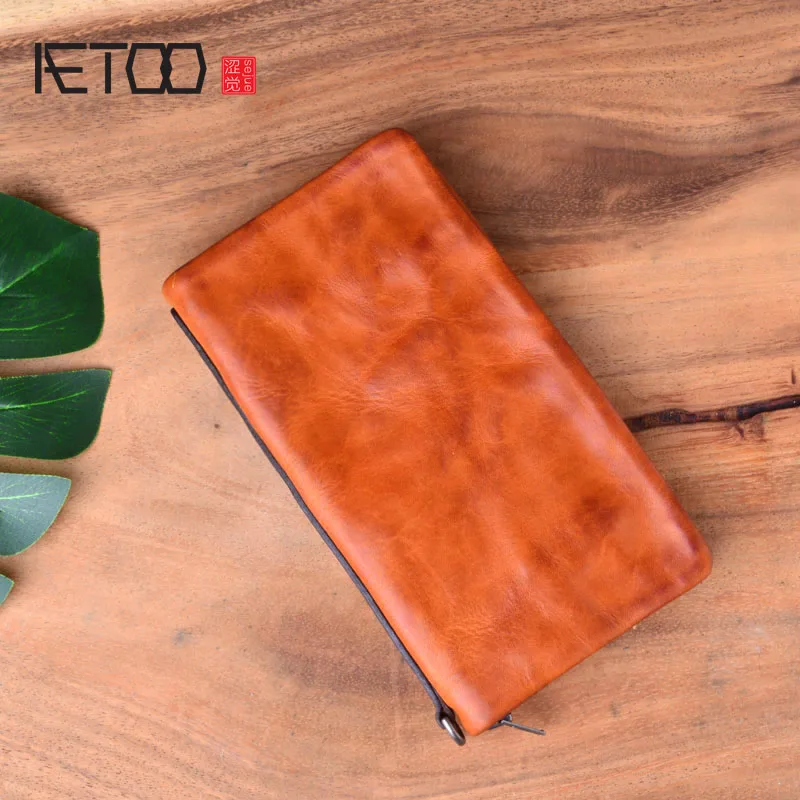 AETOO Men's wallet men's leather suede leather handbag long paragraph ...
