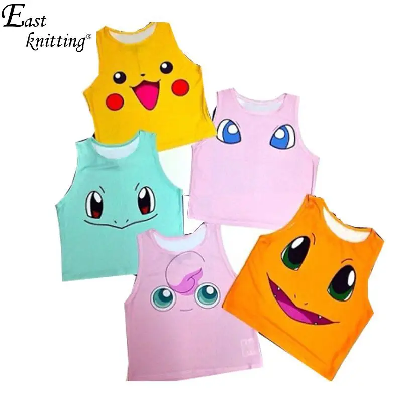 Big SALE Pokemon Pattern Crop Top Women Camis Pikachu Charmander ...