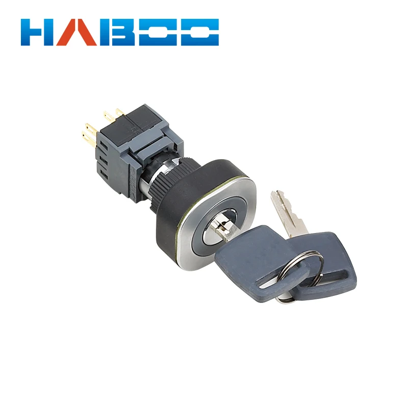 10pcs/lot dia.16/22mm electrical key switch 1NO+1NC 4pins key switch ...