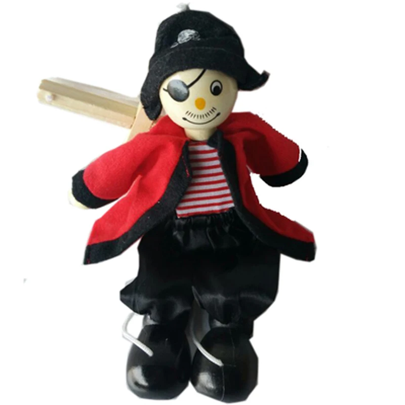New Funny Toy Pull String Puppet Pirate Wooden Marionette Puppet Toy ...