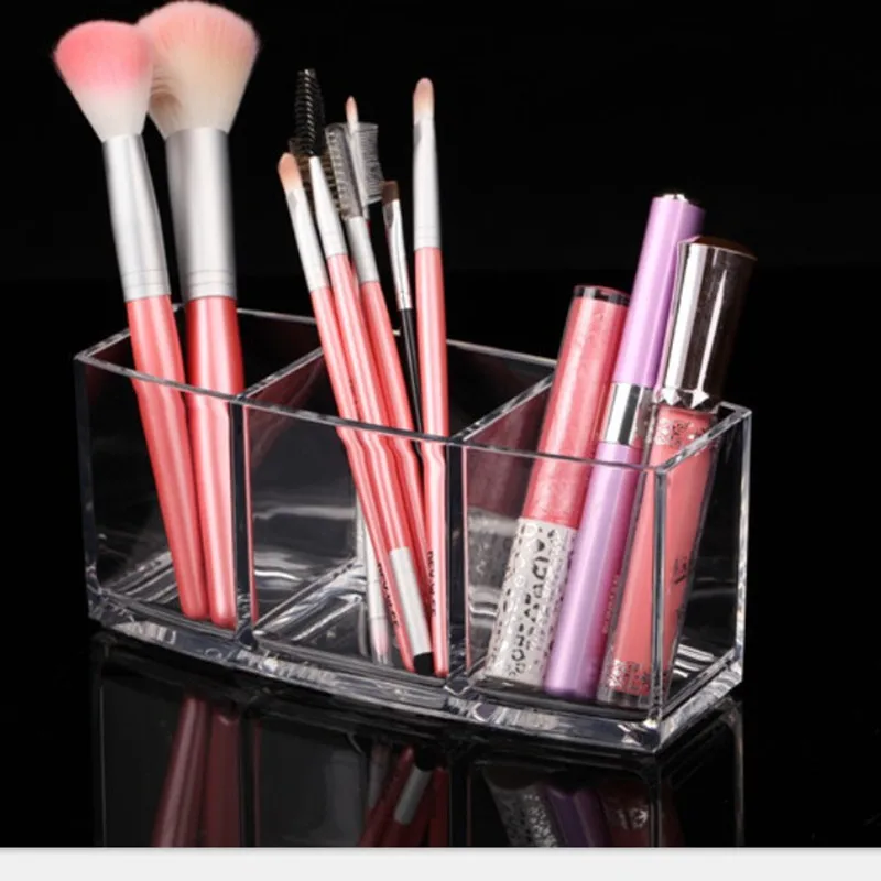 New Transparency Acrylic Cosmetic Brush Canister Big Grid Eyebrow ...