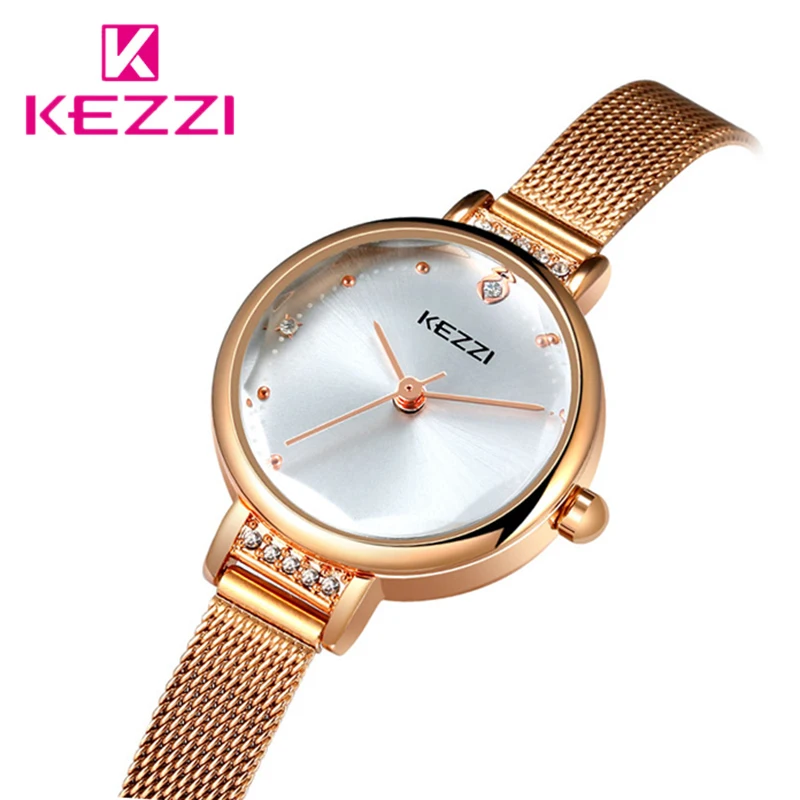 Kezzi Rose Gold Women Watches Luxury Crystal Dial Women Quartz ...