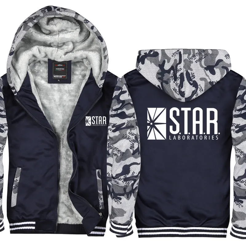 Hoodies Men Flash Barry Allen Star Lab Labs Black Sweatshirt Hoodies ...