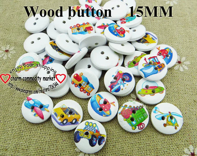 50PCS-Vehicle-Button-Garment-Painting-Wooden-Car-Buttons-Decoration ...
