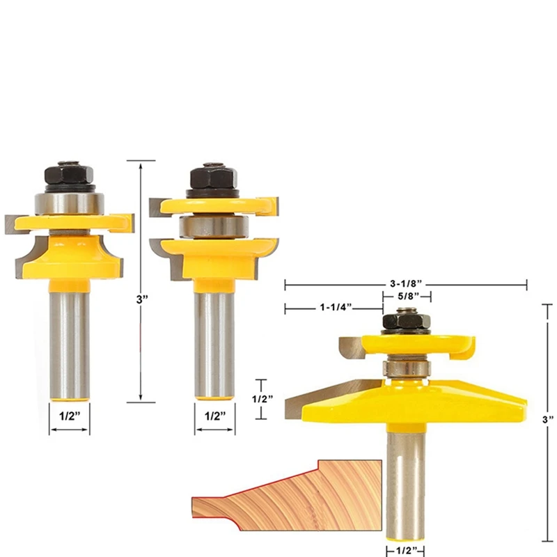 3PCS/Set Rail Stile Bits Bevel Raised Panel Router Bit Set CNC ...