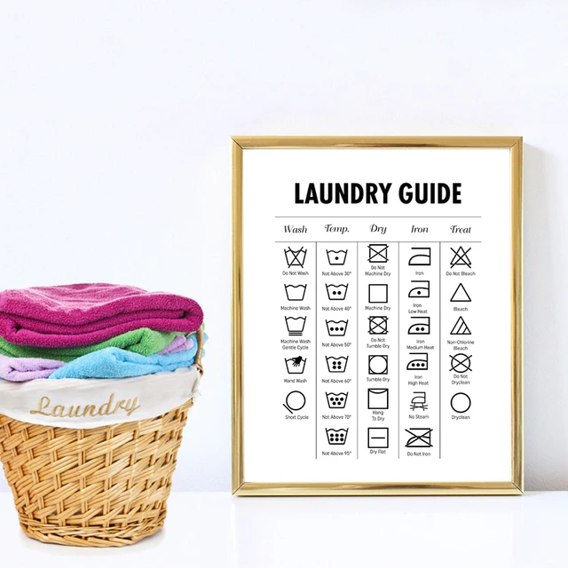 Laundry Guide Modern Wall Art Canvas Print , Laundry Cheat Sheet Canvas ...