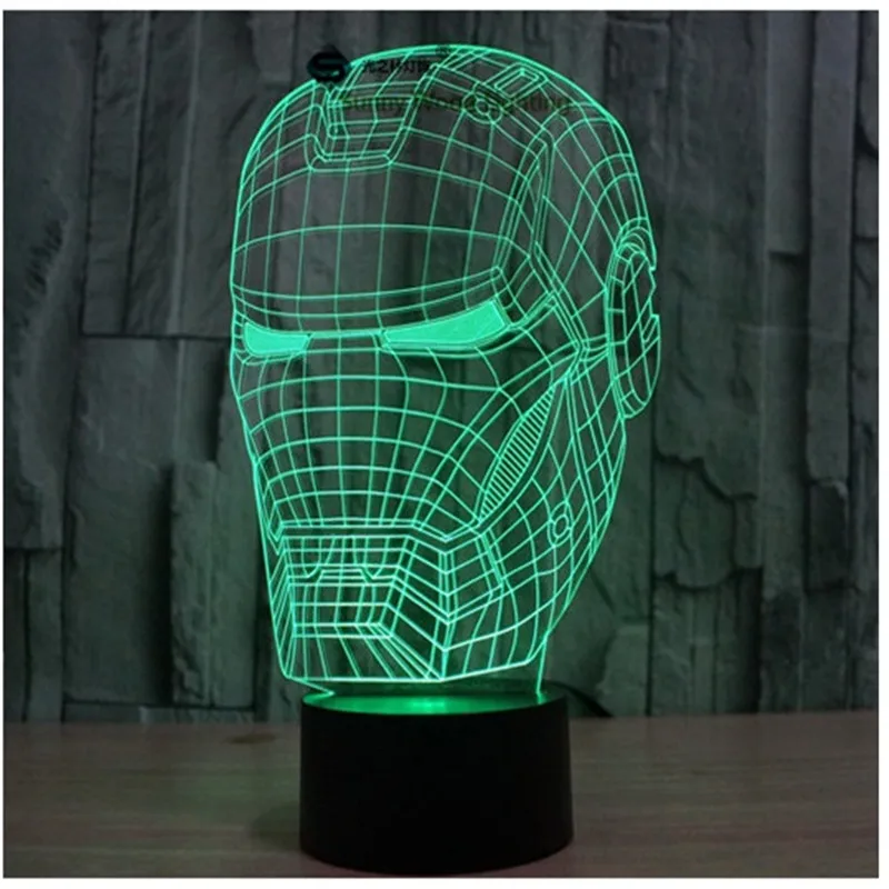 Iron man head Touch Senor novelty 3D LED night light for bady room ...
