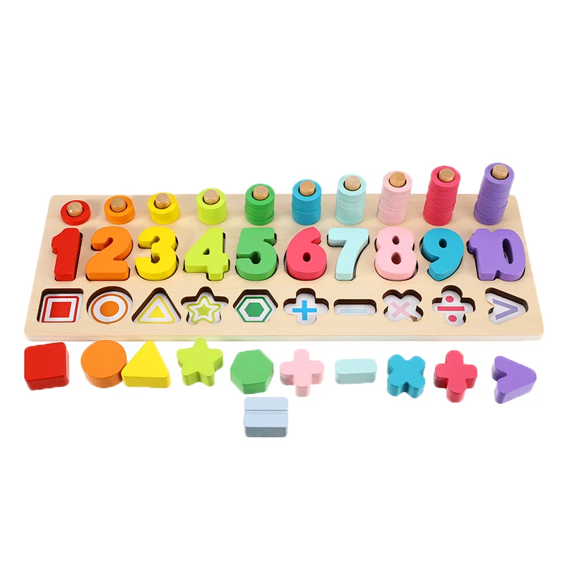 Preschool Education Wooden Montessori Toys Geometric Shapes Counting ...