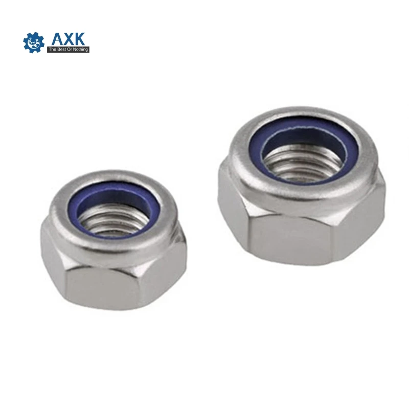 Hex Nuts Lock Nut 304 Stainless Steel Nylon M2 M2.5 M3 M4 M5 M6 M8 Flat 50pcs Din985 Self ...