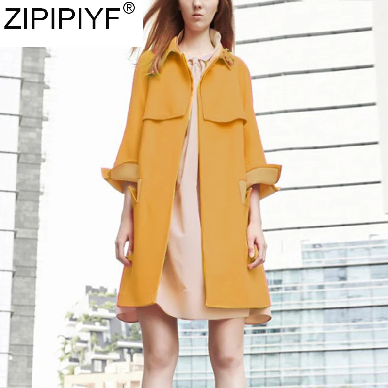 Women Woolen Coats Dress Sets Wrist Sleeve Turn down Collar Wool Coat ...