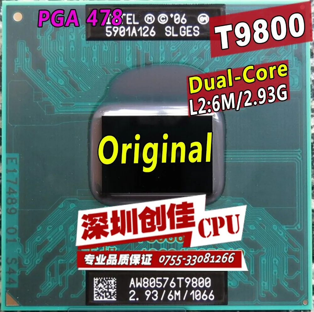 Free Shipping intel CPU laptop Core 2 Duo T9800 CPU 6M Cache/2.93GHz ...