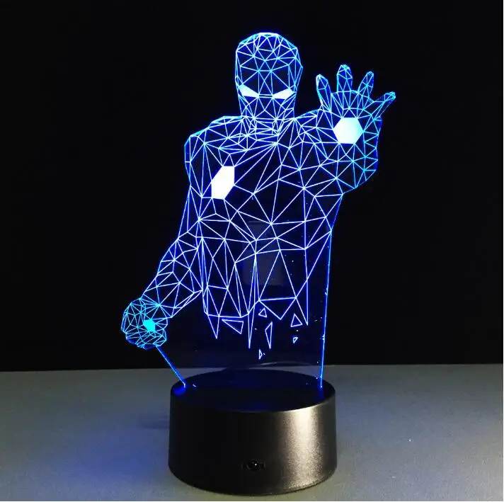 Cool Iron Man 3D Night Lights Indoor Film Iron Man Cute Bedside Lamp ...