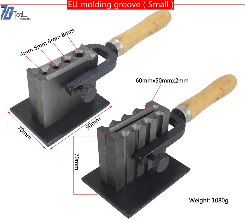 Gold / Silver / Metal Eu Molding Groove Ingot Mould Jewelry Tools Size ...