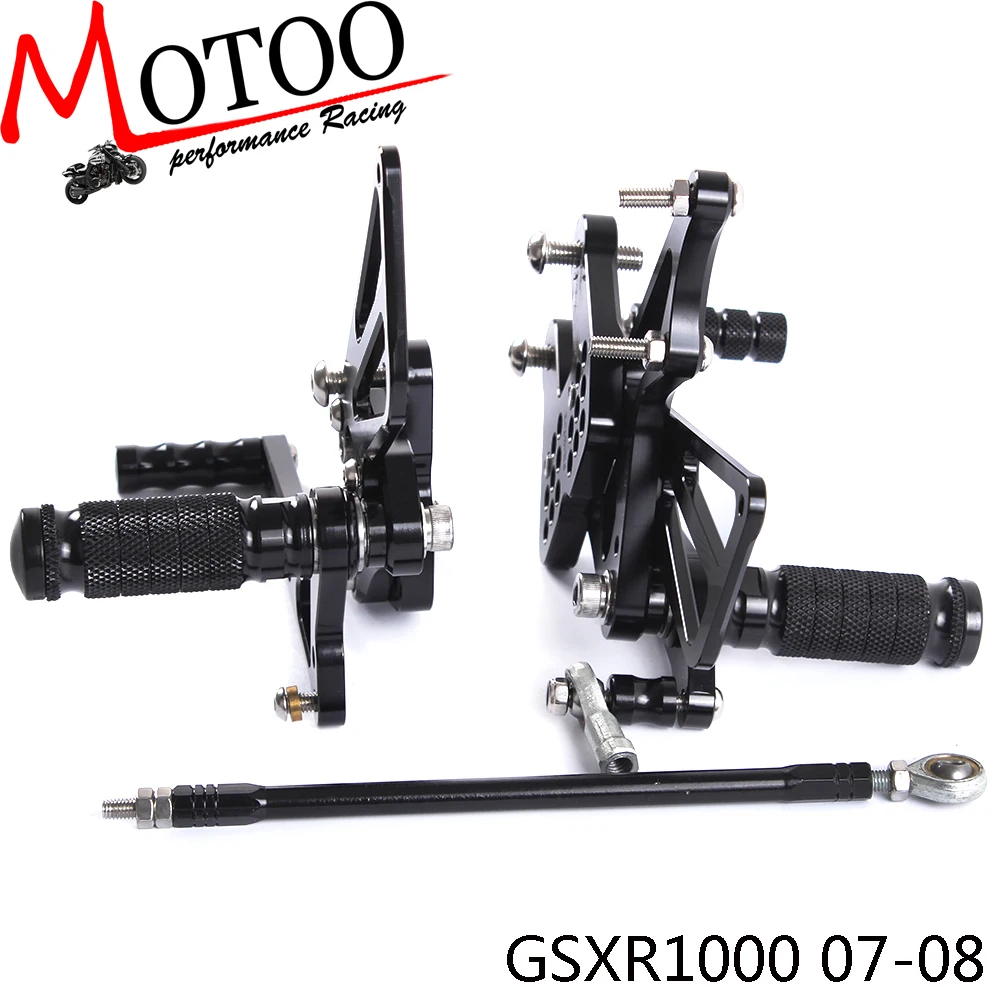 Full CNC Aluminum Motorcycle Adjustable footrest footpeg Rearsets Rear ...