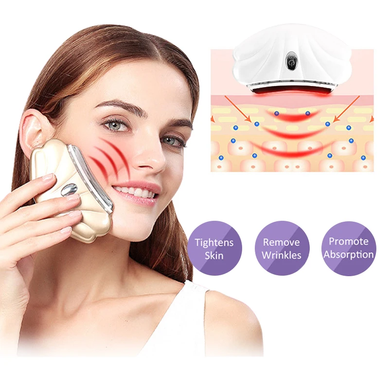 Ultrasonic Neck Massager Vibration Wrinkles Remover Double Chin Removal Led Photon Light Heating