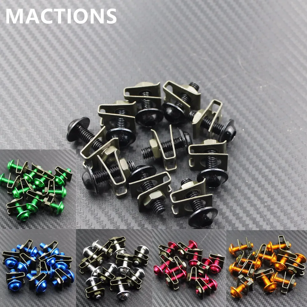 Mactions 10x 6mm Universal Motorcycle Fairing Body Bolts Scooter Nuts ...