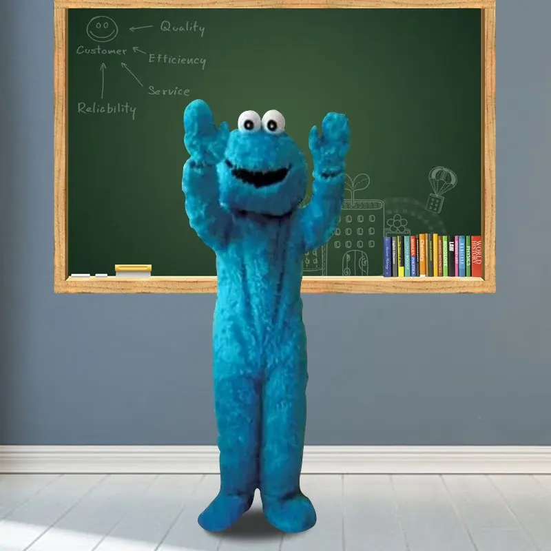 Adults Sesame Street Blue Cookie Monster Mascot And Elmo Mascot Costume ...