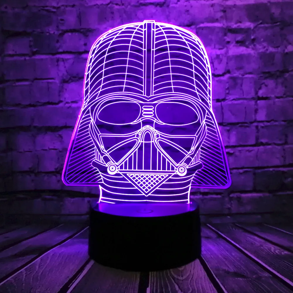 Creative Cartoon LED Star Wars Black Knight Head 7 Color USB Change ...
