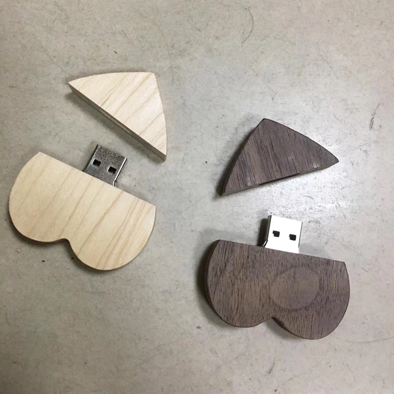 5 Pieces USB2.0 No logo Wood Heart shaped USB Drives Brand New Key ...