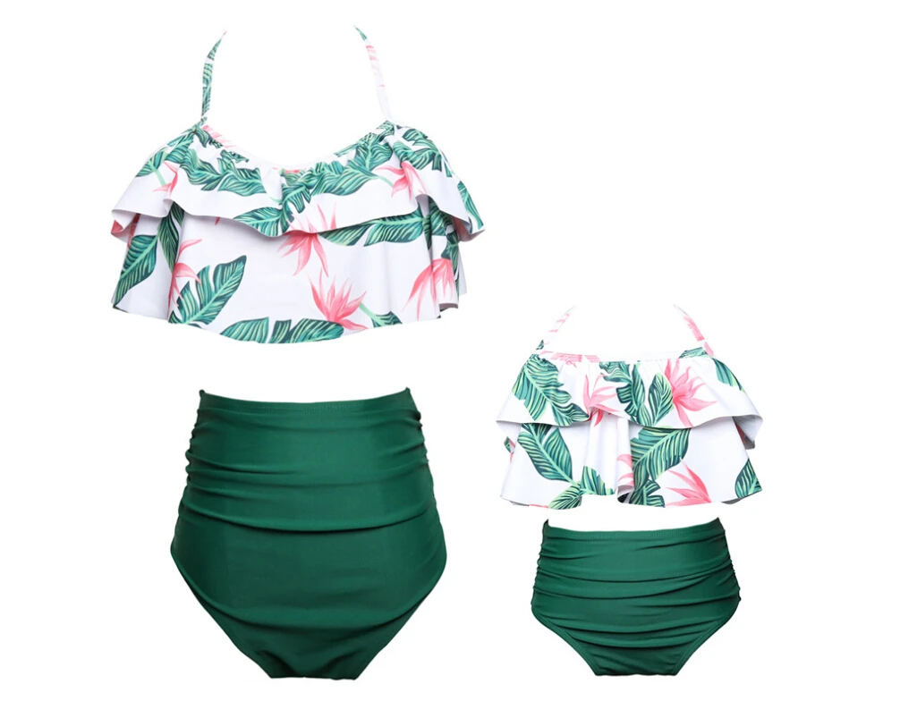 Mother And Daughter Matching Swimming Costume Padded Monokini Swimsuit Swimwear Push Up Bikini
