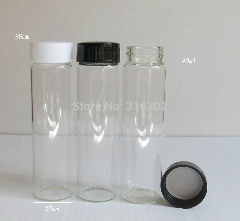 12pcs/ lot 40ML Glass Bottle With Black Plastic Cap 40CC Screw Neck ...