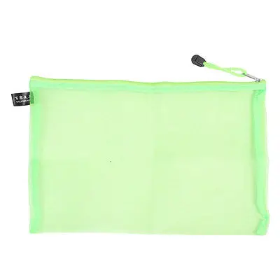Horizontal Zip Up A4 Paper Green Mesh Nylon File Folder Bags w Strap-in ...