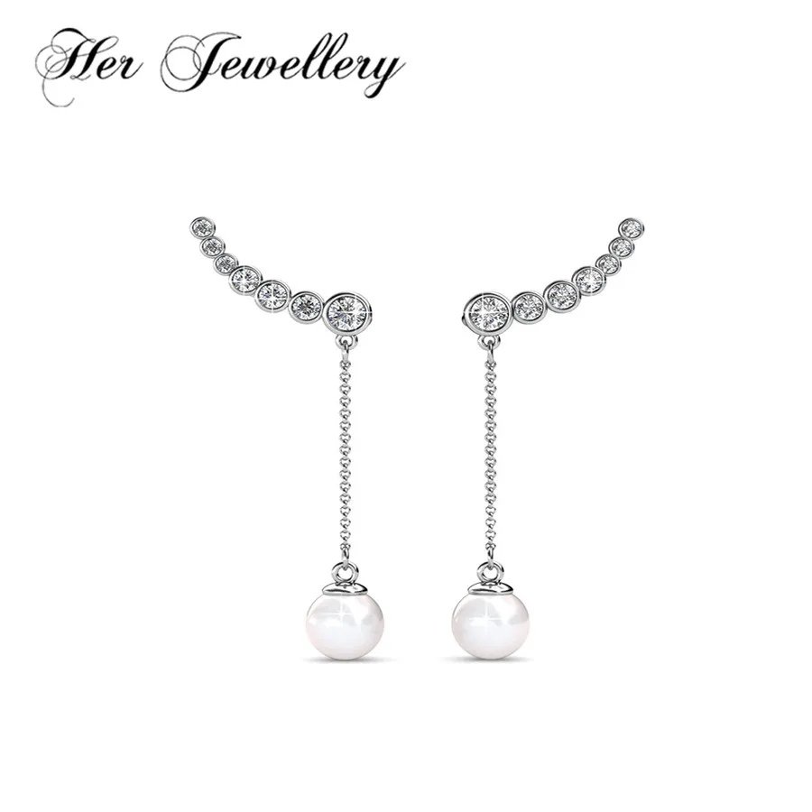 Her Jewellery statement earrings for women Trendy long chain pearl ...