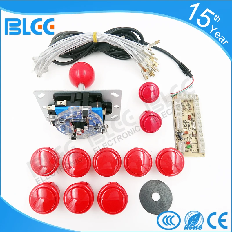 DIY Griff Arcade Set Kits 5 Pin Joystick 24mm/30mm Drucktasten ...