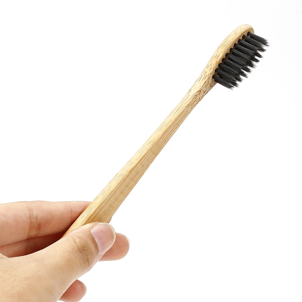 50Pcs/lot Black 100% Bamboo Toothbrush Wood toothbrush Soft Bamboo ...