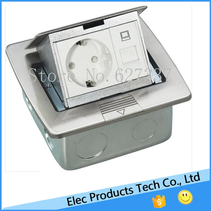 Pop up Stainless Steel Floor Boxes/Floor Sockets with RJ45/RJ11,Silver ...
