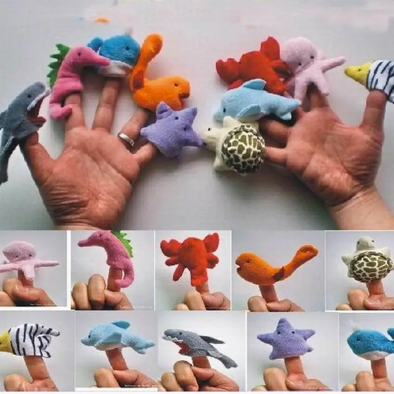12set Velvet Ocean Animals Slippery Fish Finger Puppets Set of 10 ...