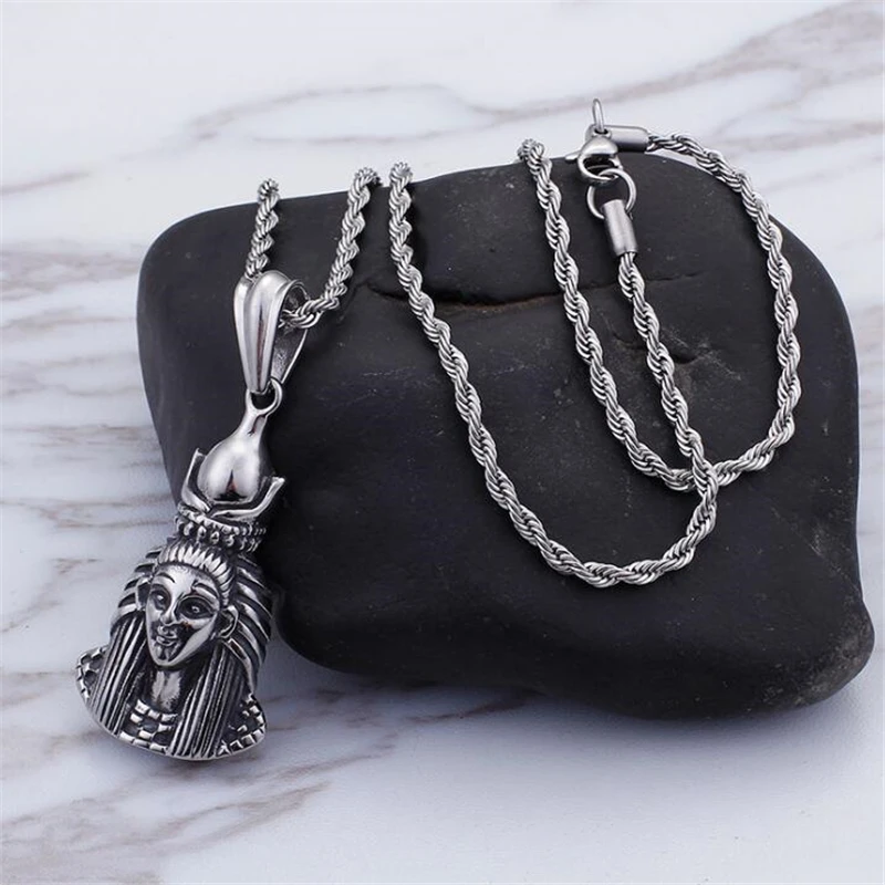 Retro Mask Pendant Vintage Stainless Steel Necklaces For Men Metal ...