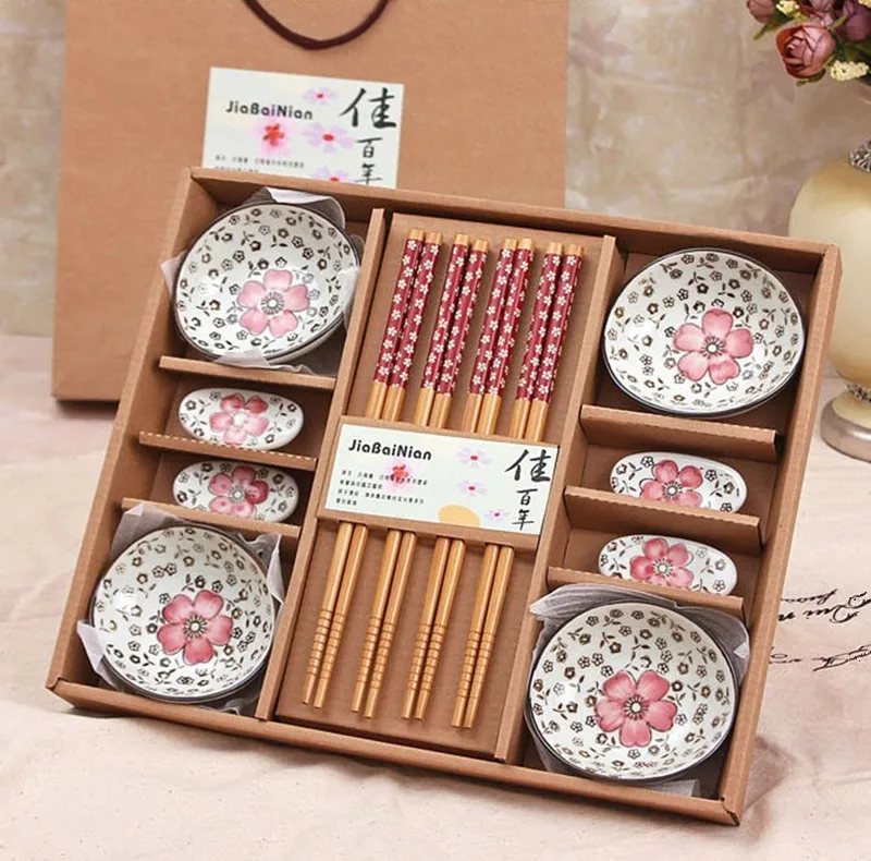 porcelain dinnerware set wedding gift. sushi bamboo chopsticks plate ...