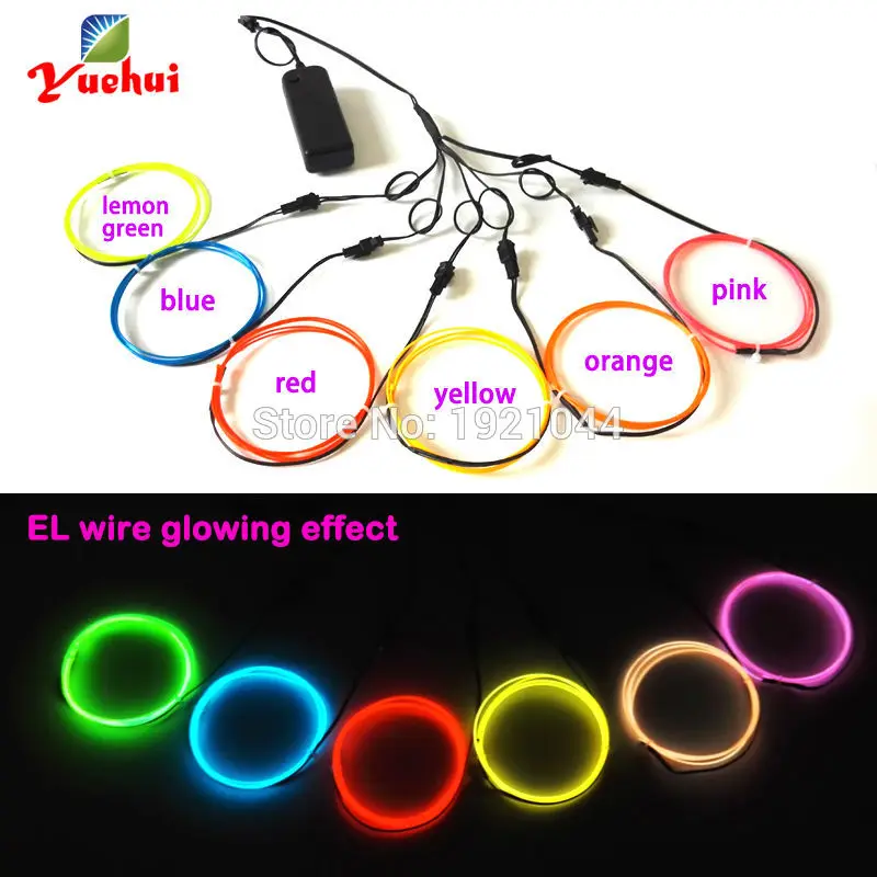 1meter X 6pcs Multicolor 1.3mm Electroluminescent Wire Light Flexible ...