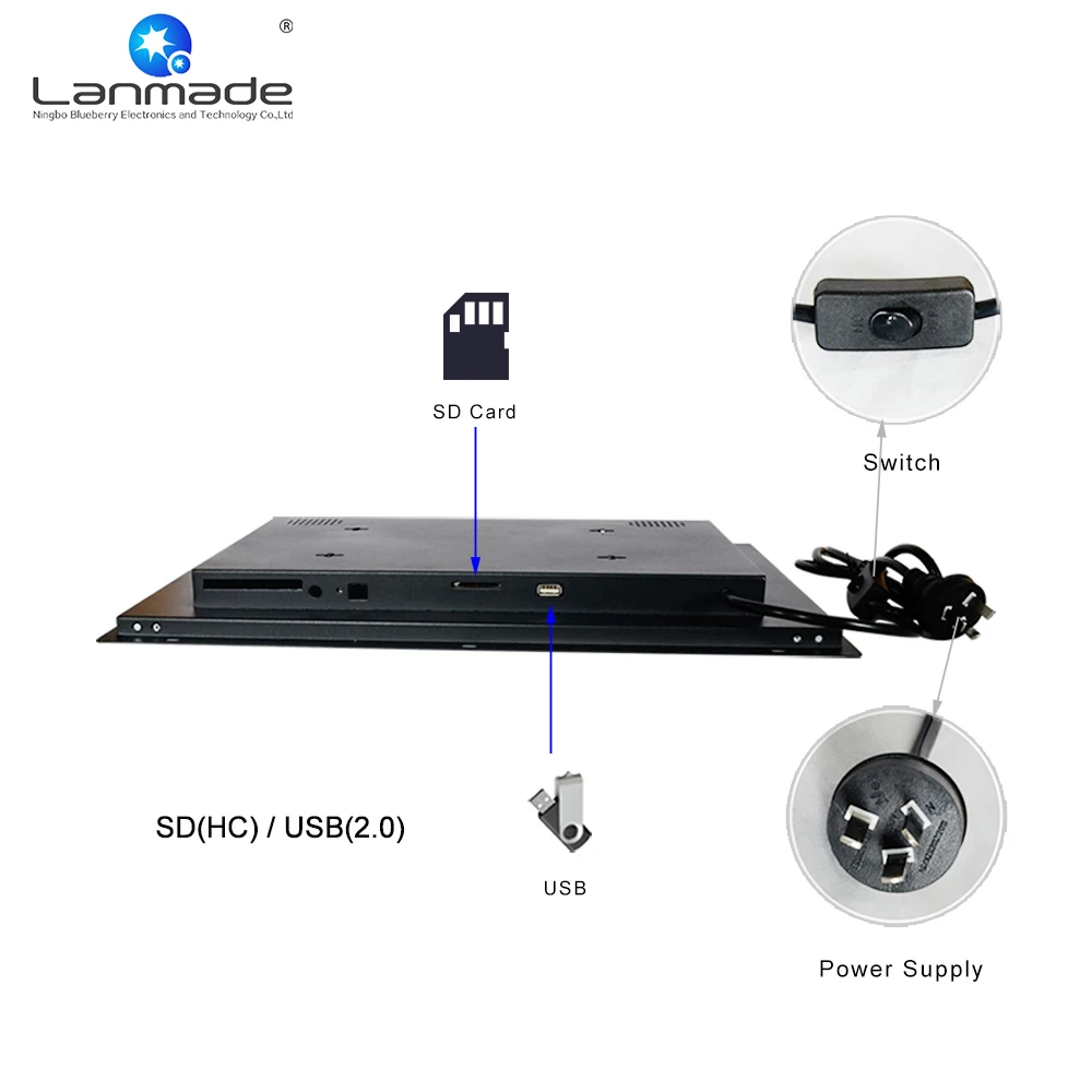 18.5 inch usb sd interface led screen open frame lcd monitor with 12v ...