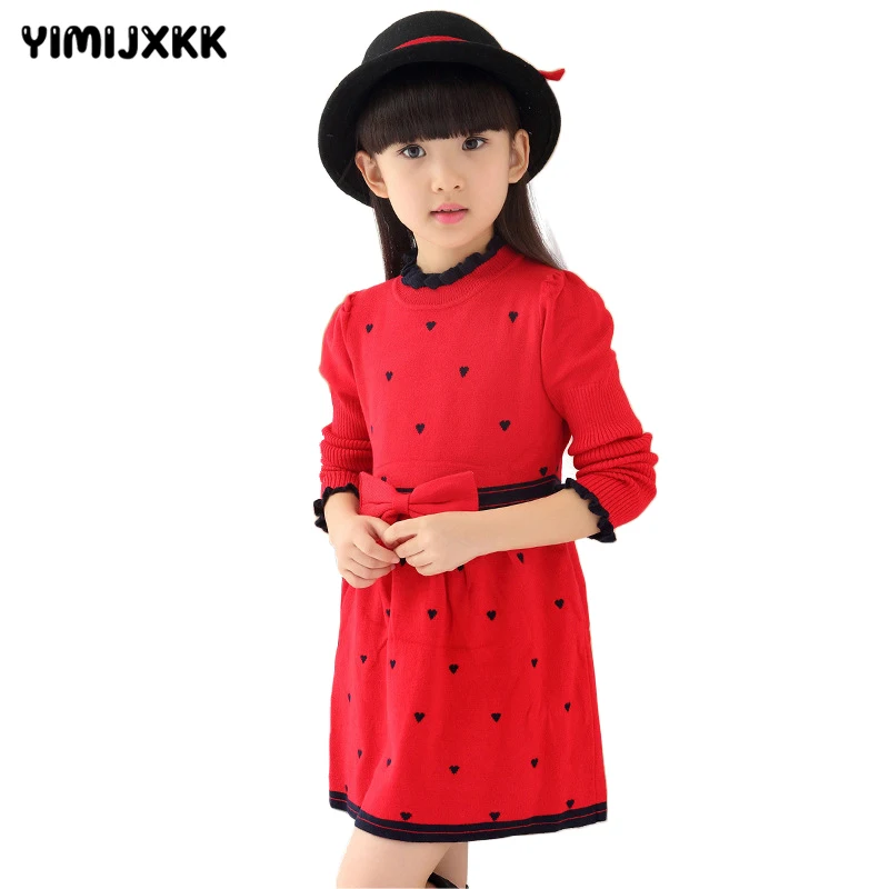 New Brand New Baby Girl Knitted Dress 5 14Y Kids Autumn Dresses Bowknot ...