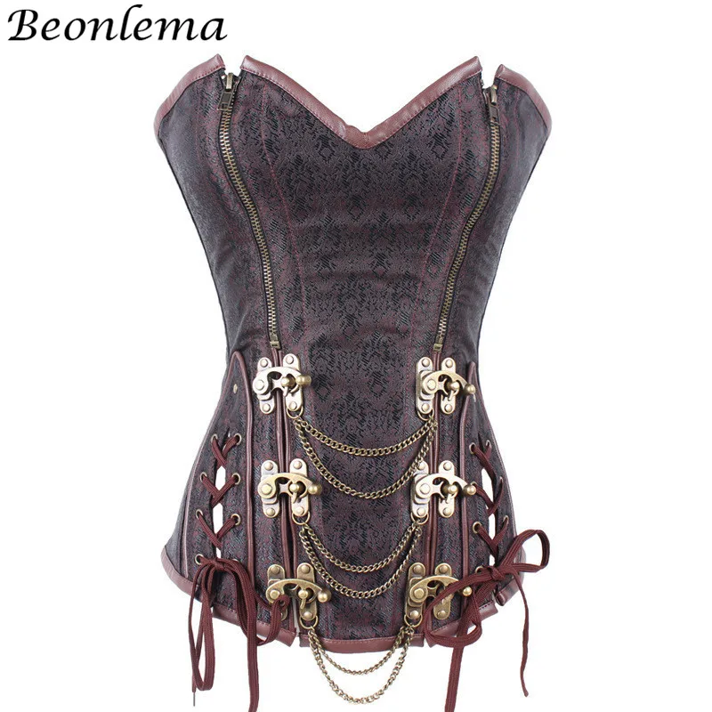 Beonlema Steampunk Corset Vintage surbuste Corselet Bustiers métal ...