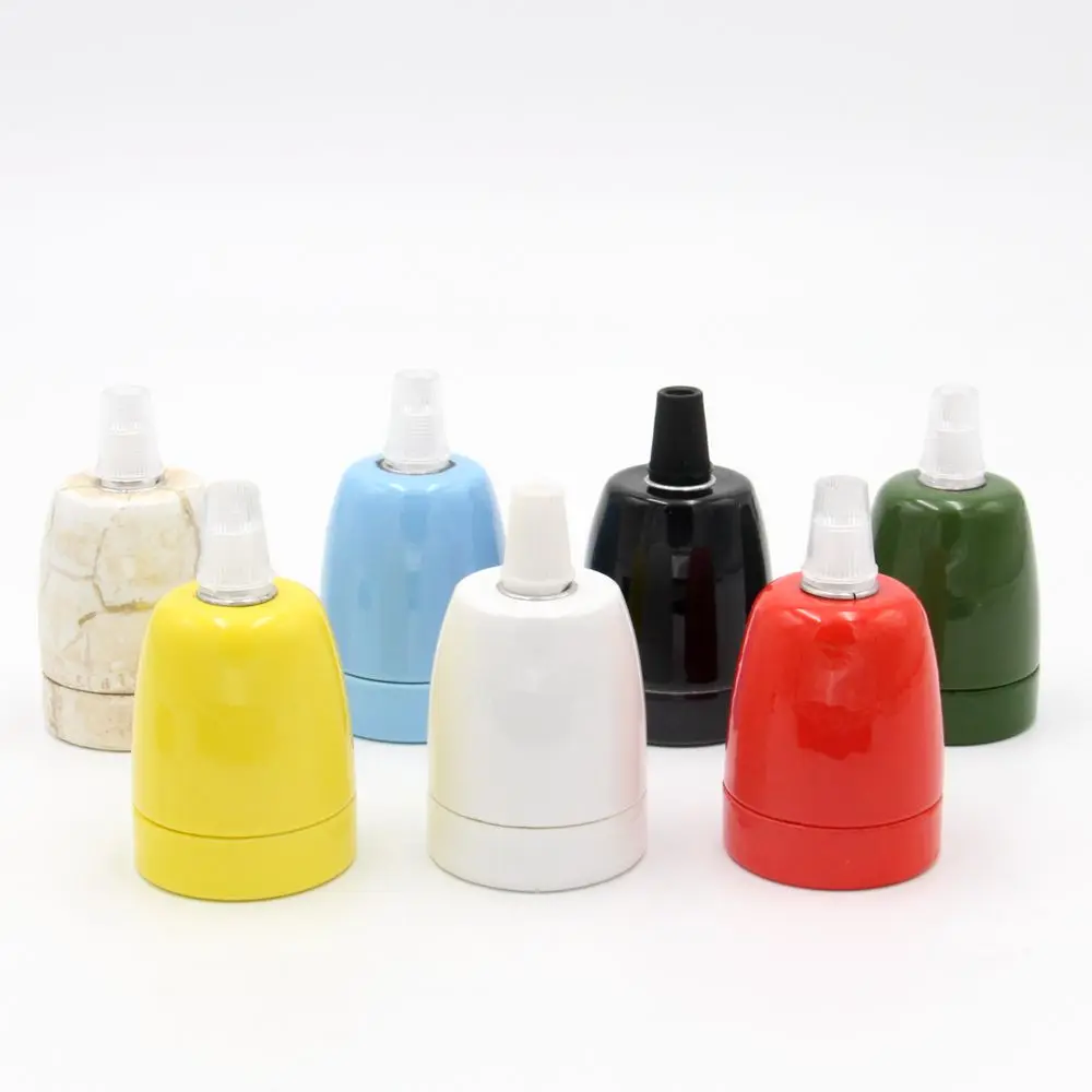 E27 Ceramic Bulb Lamp Holder Multi Colors Pendant Light Fixtrues